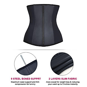 YIANNA Waist Trainer for Women Tummy Control Latex Underbust Waist Cincher Corset Sport Girdle Hourglass Body Shaper (Black, 3XL)