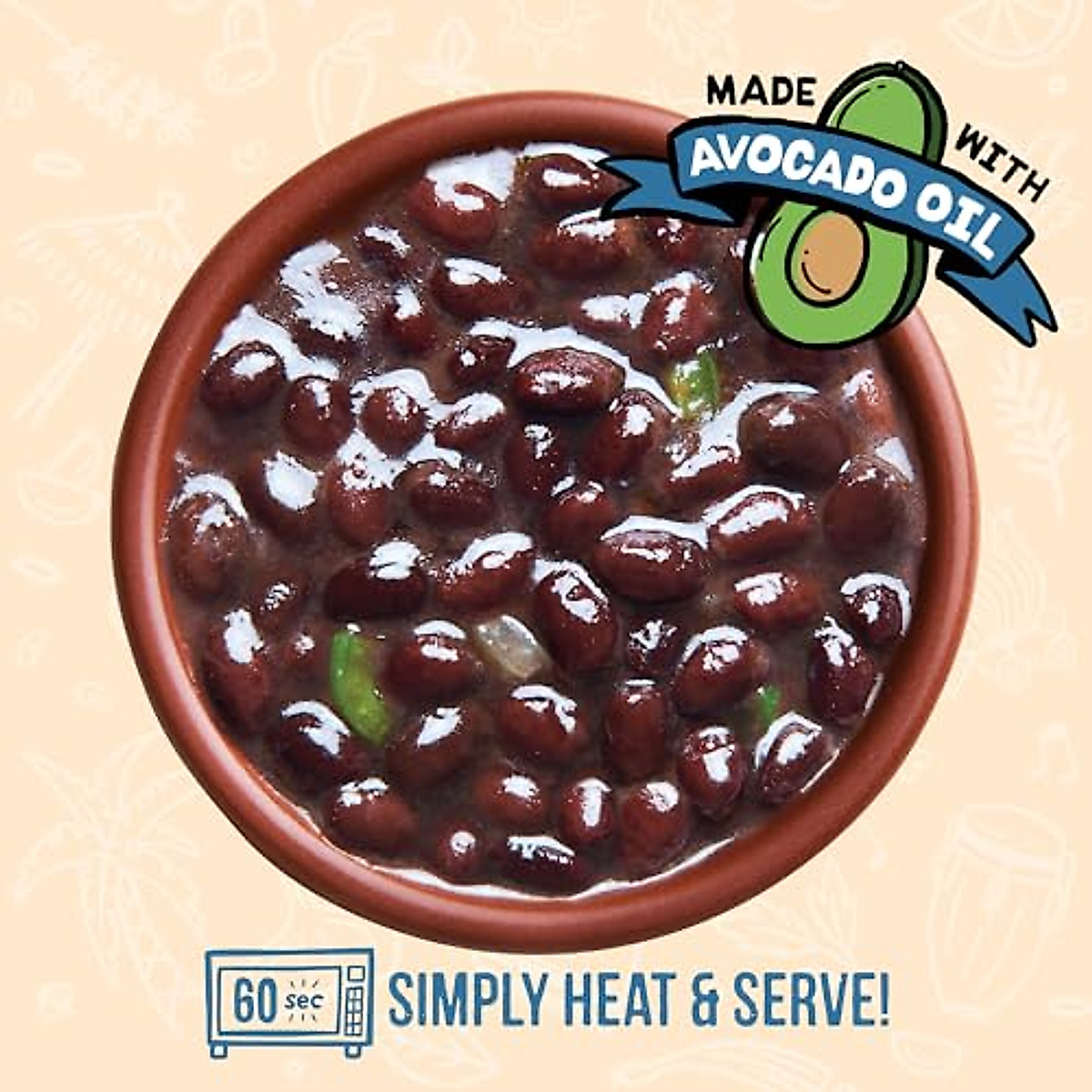 A Dozen Cousins Seasoned Microwave Beans Variety Pack - Black Beans, Garbanzo Beans, Refried Beans and More - Vegan and Vegetarian Non-GMO Meals Ready to Eat Made with Avocado Oil (6 Pack)