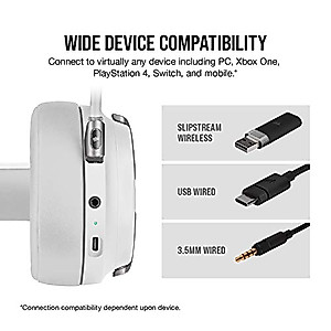 Corsair Virtuoso RGB Wireless Gaming Headset - High-Fidelity 7.1 Surround Sound w/Broadcast Quality Microphone - Memory Foam Earcups - 20 Hour Battery Life - Works with PC, PS5, PS4 – White, Premium