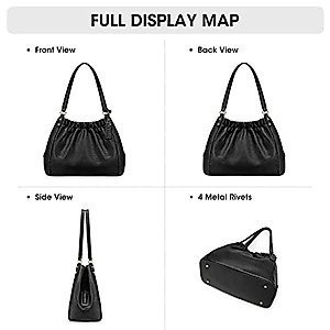 Kattee Soft Women Genuine Leather Hobo Totes Purses and Handbags Satchel Top Handle Shoulder Bags (Black)