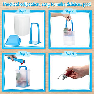 2 Pcs Pickle Storage Container with Strainer Flip Jalapeno Holder Plastic Pickle Jar, 2 Pcs Pickled Tongs and 4 Pcs Sauce Bottles for Food Kitchen Supplies (Blue)