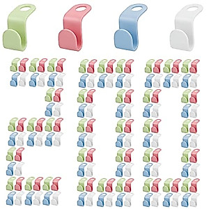 200PCS Clothes Hanger Connector Hooks, 4-Colors Hanger Extender Clips, Plastic Magic Hanger Hooks for Hangers Space Saving and Clothes Closet Organizer