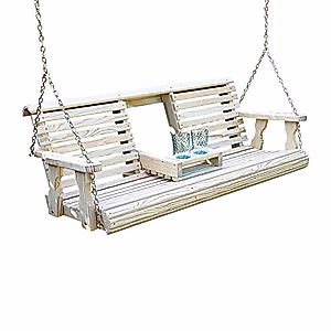 Porchgate Amish Heavy Duty 800 Lb Rollback Console Treated Porch Swing with Hanging Chains (Unfinished)