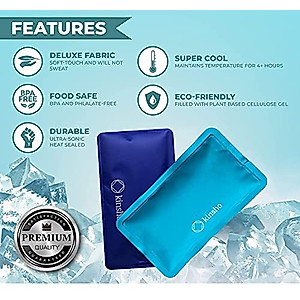 kinsho Bento Box Lunch Boxes and Matching Ice Packs (Blue)
