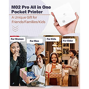 Phomemo 300dpi Pocket Mobile Pocket Printer- M02 Pro Thermal Bluetooth Portabel Mini Photo Printer Compatible with iOS and Android, for Photo Printing, Graffiti,Learning,Work, White