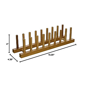 Lipper International 887 Bamboo Wood Plate Rack and Pot Lid Holder, 15-3/8" x 4-3/8" x 4"