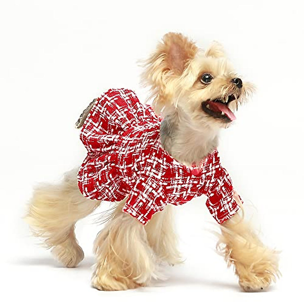 Fitwarm Vintage Dog Dress, Christmas Dog Clothes for Small Dogs Girl, Cat Winter Apparel, Red, Red, X-Small