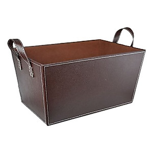 The Lucky Clover Trading Faux Leather Storage Basket, Brown