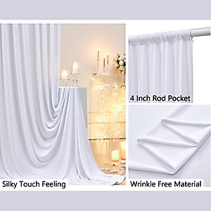 40 ft x 10 ft Wrinkle Free White Backdrop Curtain Panels, Polyester Photography Backdrop Drapes, Wedding Party Home Decoration Supplies