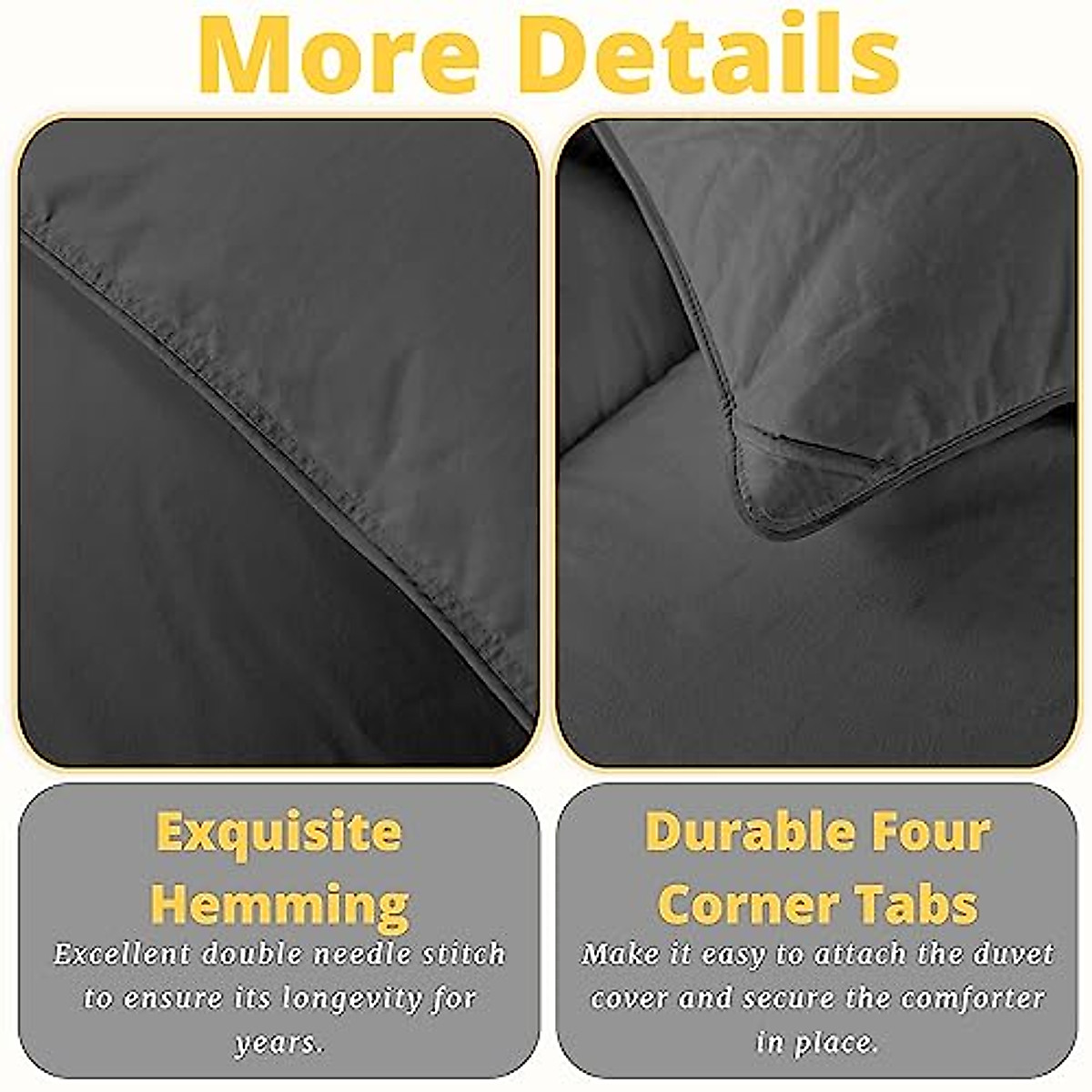 ELNIDO QUEEN Feather Down Comforter Queen Size - Grey Down Duvet Insert - Luxurious Fluffy Hotel Style Bedding Comforter - 100% Cotton Cover All Season Medium Warmth - Queen Size (90x90 Inch)