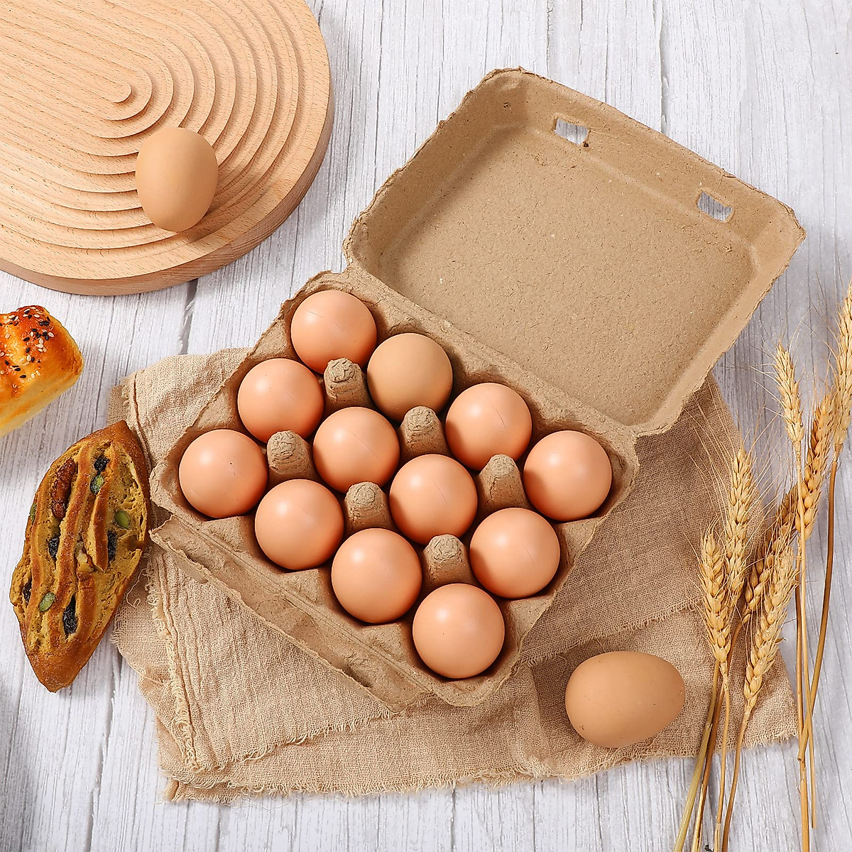 Bokon 300 Pieces Paper Pulp Egg Cartons Bulk for Chicken Egg Blank Classical 3x4 Style One Dozen Egg Cartons for 12 Eggs Fiber Empty Egg Cartons Egg Tray Holder for Family Farm Market Kitchen Storing