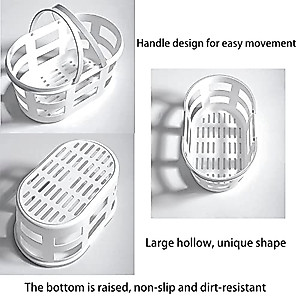 Anyoifax Portable Shower Caddy Tote Plastic Basket with Handle Cleaning Supplies Caddy Storage Organizer Bin for Bathroom, Pantry, Kitchen, College Dorm, Camp, White