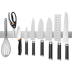 Fohil Magnetic Knife Holder for Wall, Stainless Steel 20 Inch Magnetic Knife Strip Wall Mounted Magnetic Knife Bar Drilling Magnetic Knife Rack for Kitchen Knives Holder Magnetic Tool Holder