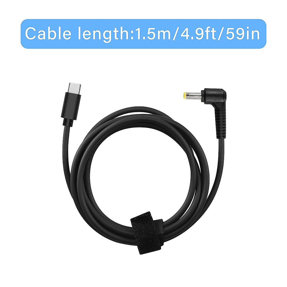 GINTOOYUN Type C to 90 Degree DC 4.8 x 1.7 mm Power Charging Cable USB-C Male Output to DC Input Power PD Charge Cable fit for Laptop 65W 12V (59inch)