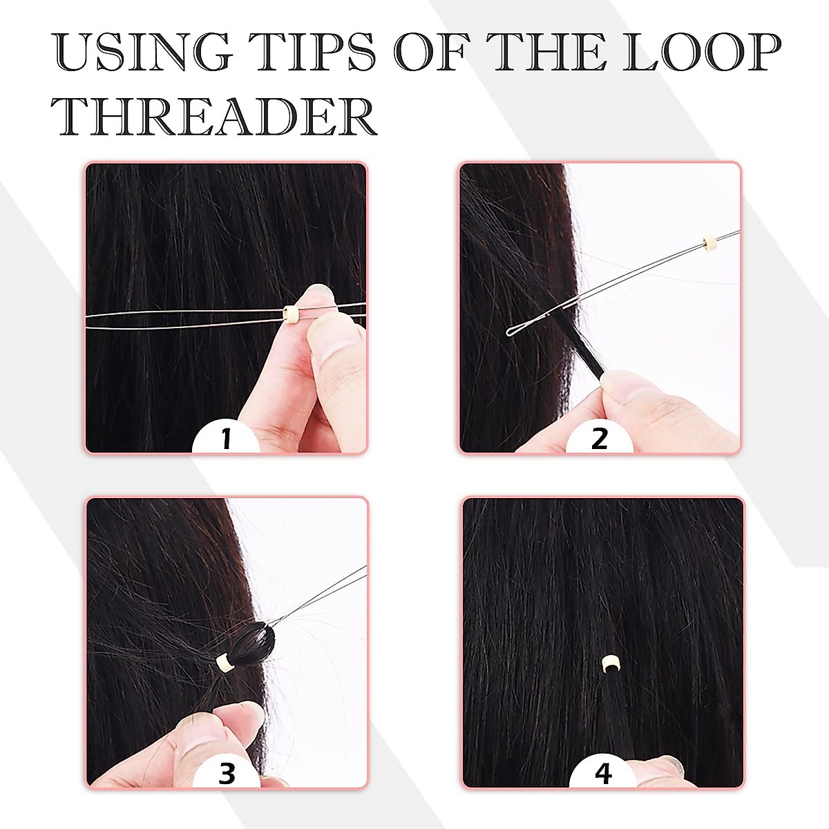 Neitsi 3pcs Kit for Micro Link Hair Feather Extensions: Pliers, Micro Pulling Needle, and Loop Threader