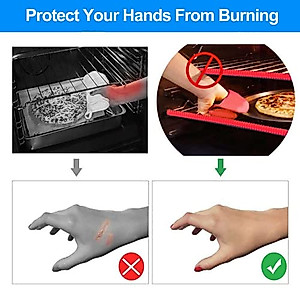 TeHappy Oven Liners for Bottom of Oven and Red Oven Rack Guards and Silicone Basting Brush Set of 5, 23.6"x15.75" Large Heavy Duty Oven Mat 2 Pack and Silicone Oven Rack Shields Edge Protector 2 Pack