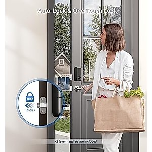 Veise Keyless Entry Door Lock with 2 Lever Handles - Electronic Keypad Deadbolt, Auto Lock, Easy Installation Digital Smart Code Door Lock, Front Door Handle Set, Satin Nickel