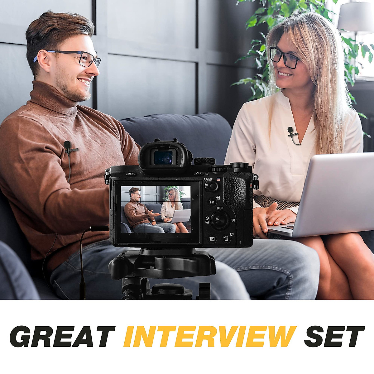 YelloWay Dual Lavalier Lapel Microphone - for Interviews - 2 Persons Podcast Microphone Pack - 2 Conference Room Omnidirectional Microphone Set