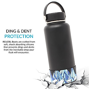 REUZBL Protective Silicone Bottle Boot for Owala FreeSip 40 oz, Hydro Flask 32-40 oz, Iron Flask, Takeya, Thermoflask, and Similar Wide Mouth Water Bottles, Protective Bottle Accessory