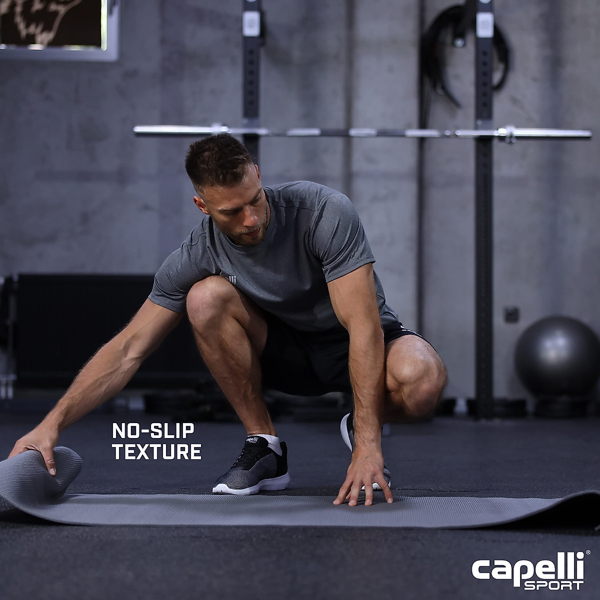 Capelli Sport Yoga Mat Non Slip, All Purpose PVC Fitness and Workout Mat, Grey, 6 mm