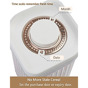 Besmall Food Storage Container with Pop Up Lids and Date Tracker Air Tight Containers with Scoop Clear Dispenser for Snacks, Candy, Salt, Herbs, Spices, Sugar, Coffee, 1.2L/ 40oz