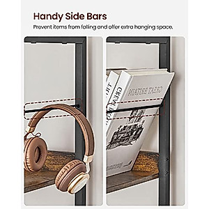 VASAGLE 5-Tier Bookshelf, Bookcase for Office, 11.8 x 23.6 x 56.7 Inches, Shelving Unit, with Back Panels, Industrial Style, for Living Room, Study, Home Office, Rustic Brown and Black ULLS117B01