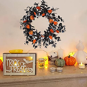 Halloween Wreaths Fall Front Door Wreath, Halloween Wreaths Pinecone Welcome Sign Fireplace Harvest Porch Wall Halloween Pumpkins Orange Wreaths Props Indoor