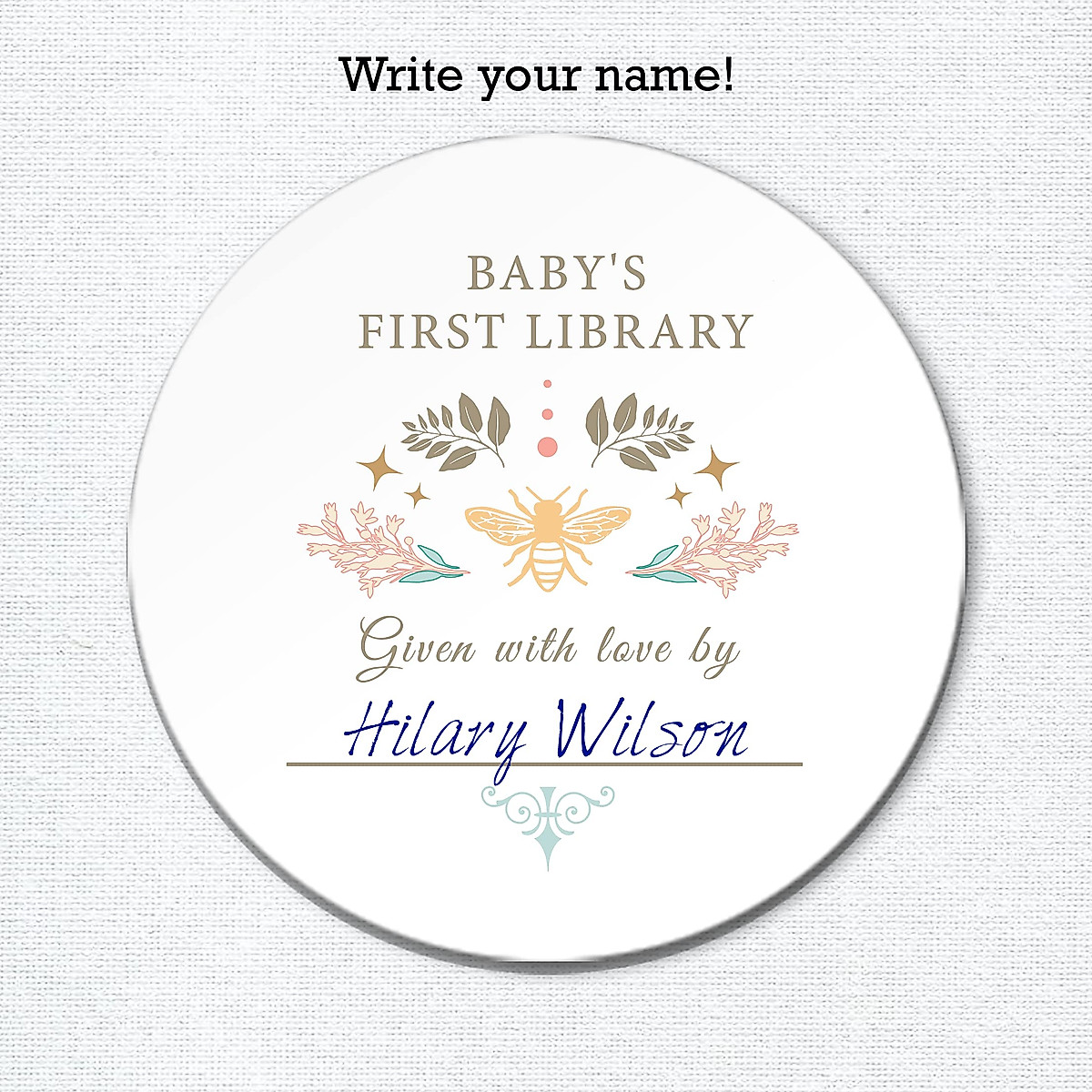 Port of Reverie Bookplate Self-Adhesive Stickers, Set of 48 From the Library of Stickers, Bee Themed Baby Shower