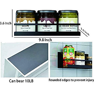 YCOCO Magnetic Spice Rack for Refrigerator,Single Tier Refrigerator Spice Storage Shelf,Easy to Install the Side of Refrigerator Can Hold spices,Salt,Pepper,Space Saving Black Pack of 2