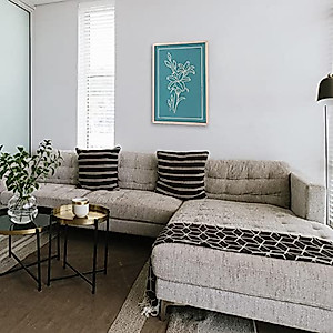 NELONY Botanical Wall Art with Frame, 16"x24" Minimalist Wooden Carved Flower Wall Decorations, Modern Farmhouse Aesthetic Decor for Home, Living Room, Bedroom, Office (Teal Green)