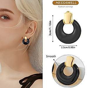Black Dangle Earrings for Women Statement Chunky Small Gold Drop Earrings Door Knock Shape Dangling Earrings Party Jewelry Gifts