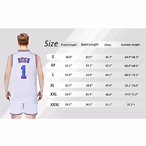 TUEIKGU Mens #1 Bugs Basketball Jersey Movie Couples Halloween Costume with Wristband (White, XX-Large)