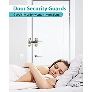 Door Lock Latch for Home Security - Swing Bar Door Guard for Front and Inside Door, Safety Childproof Reinforcement Door Stopper for Kids Home Hotel Apartment, Thicken Aluminium Alloy Satin Nickel (1)