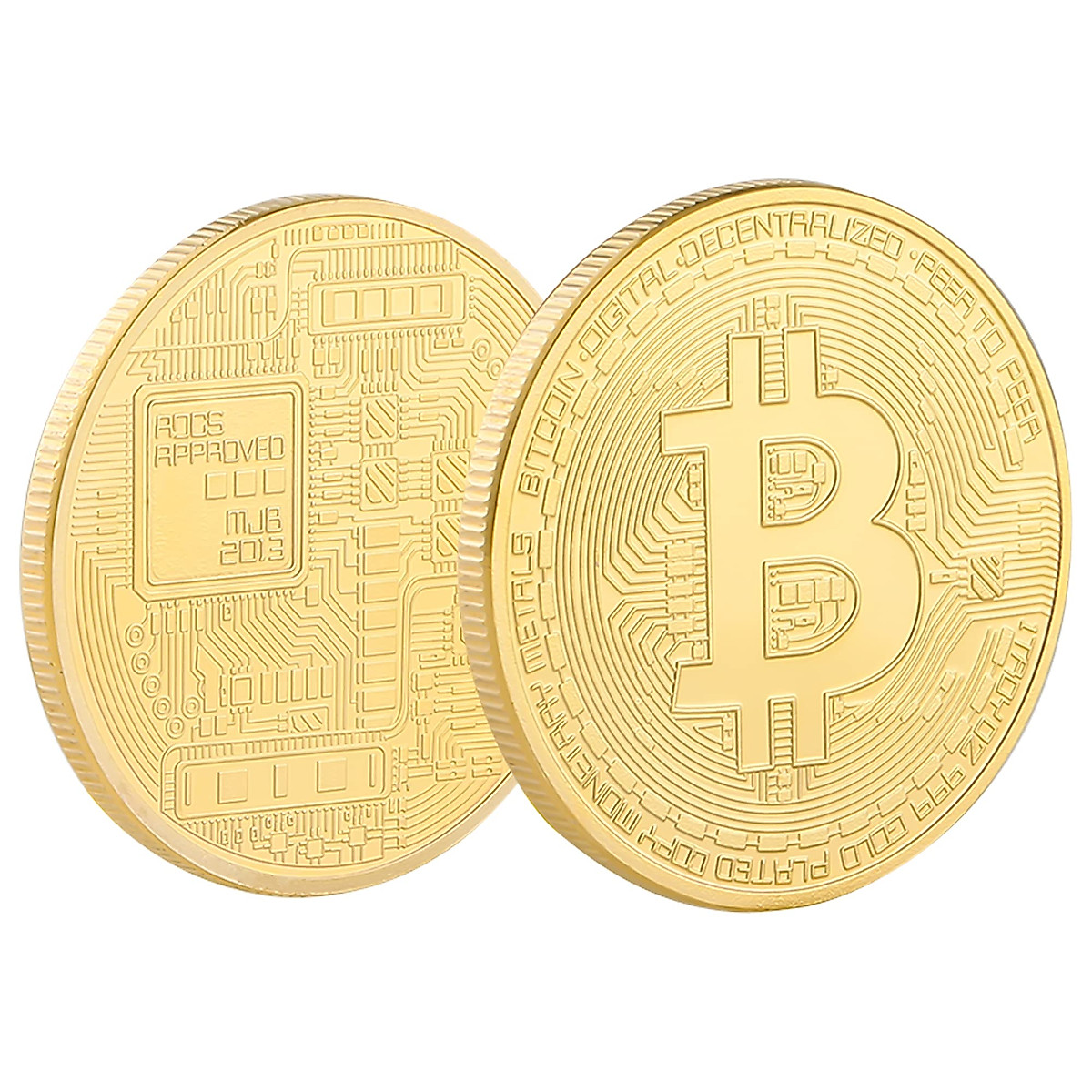 Crypto Coin Set with Display Case Bitcoin Showcase, Physical Bitcoin Coin with Acrylic Glass Magnetic Display Case, Gold Plated Cryptocurrency Coins