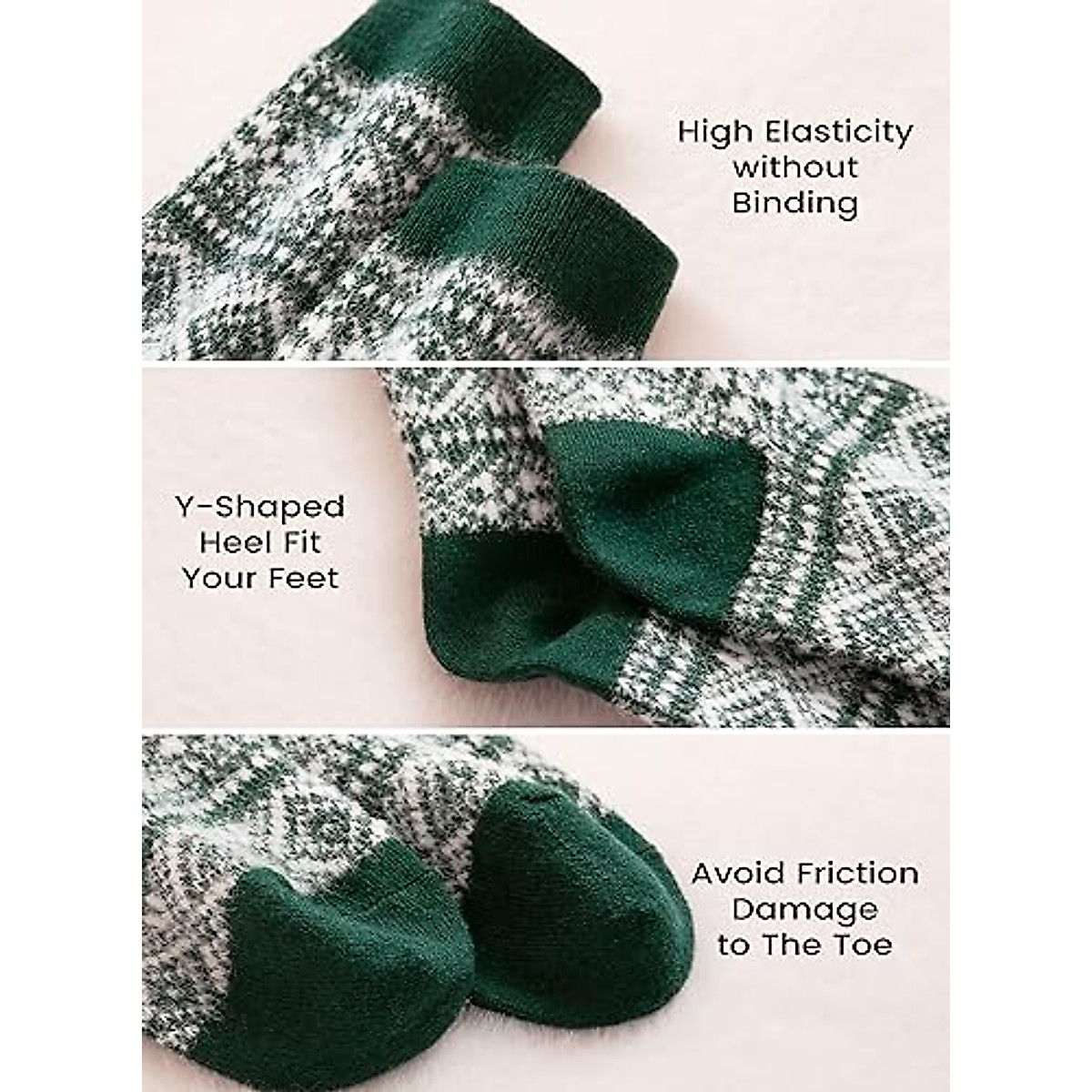 Loiyadn 2024 Pocket Calendar Womens Wool Socks - 5 Pairs Thick Soft Women's Socks, Multicolored, Winter Socks for Women Men, Thermal Socks for Women