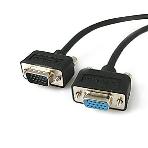 StarTech.com 15 ft. (4.6 m) VGA Extension Cable - HD15 VGA Extension - Male/Female - Low Profile - VGA Monitor Cable (MXT101LP15) Black