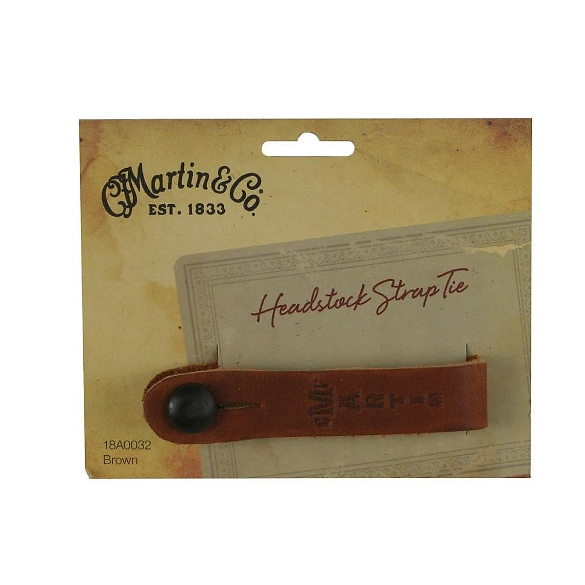 C.F. Martin & Co 18A0032 Guitar Leather Head Stock Strap Tie, Brown