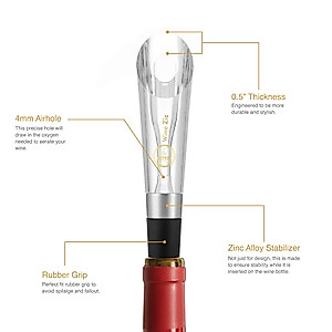 Wine Ziz Wine Aerator Pourer Spout for Aerating Wine Instantly | Premium Aerator Wine Pourer Decanter Best Sellers | Gift for Wine Lovers (Thick & Glam)