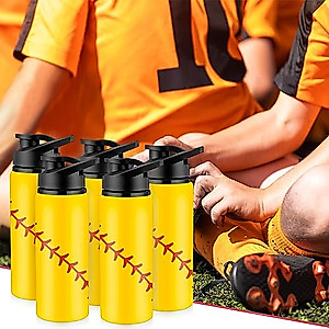 Yaomiao 16 Pcs Softball Gift Softball Water Bottles for Girls Softball Team Accessories Aluminum Water Bottle Bulk Snap Closure Reusable Leak Proof Sports Bottle for Team Gym Sports Travel(20 Oz)