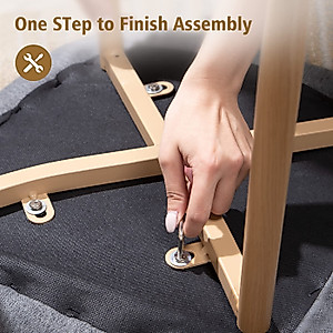 STYLIFING Dining Table Set Modern 5 Pieces Dining Room Set Mid Century Round Tempered Glass Kitchen Table and 4 Deep Grey Modern Fabric Chairs with Metal Legs