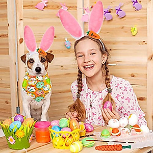 Dog Easter Bunny Costume, 3 Pack Pet Rabbit Ears Headband, Egg Dog Bandana, Carrot Dog Toy Set, Easter Dog Costumes for Small Dogs Cat Puppy Party Apparel Easter Halloween Accessory Headwear
