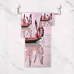 Flradish Pink High Heels Towels 3 Pack Bath Towels for Bathroom Set Soft Cotton Highly Absorbent Lightweight & Quickdry Towel Set 1 Bath Towel,1 Hand Towel,1 Washclothe