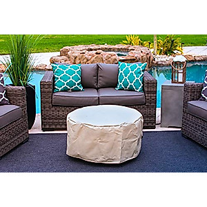 AKOYA Outdoor Essentials 30" Fiber Concrete Outdoor Propane Gas Fire Pit Table Bowl in Gray