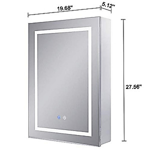 Chende Bathroom Medicine Cabinets with Lights, Stainless Steel Lighted Wall Cabinet with Mirror and Defogger, 20"X28" Bathroom Mirror Cabinet with LED Lights