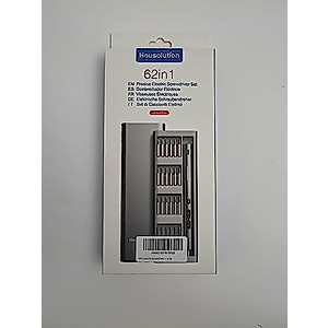 Housolution Mini Electric Screwdriver, 62 In 1 Magnetic Screwdriver with 48PCs Bits Small Cordless Electric Screwdriver Kit With Led Light, Handy Repair Tool for Phone Watch Camera Laptop, Gray