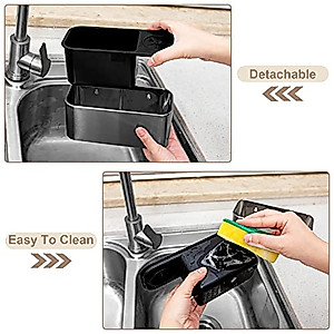 CENPIN Sponge Holder for Kitchen Sink, Sink Organizer Caddy, Dish Brush Holder, Stainless Steel Never Rust, Kitchen Essentials Sink Accessories with Adhesive Installation No Drilling - Silver