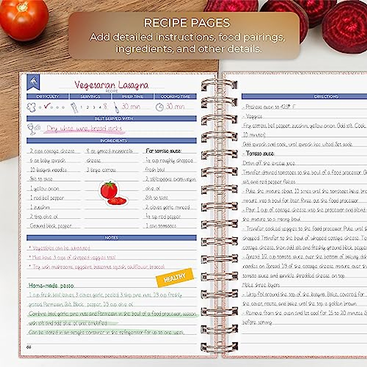 Clever Fox Recipe Book Spiral – Make Your Own Family Cookbook – Blank Recipe Notebook Organizer – Empty Cooking Journal to Write In Recipes – Medium Size, 6.3”x8.3”, Hardcover (Rose Gold)