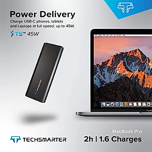 TECHSMARTER 20000mAh 45W Power Delivery USB C PD Power Bank, Laptop Portable Charger Compatible with Steam Deck, iPhones, MacBooks, Chromebooks, iPads, Galaxy, LG, Motorola, Androids