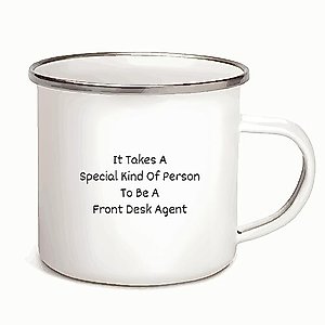 Special Person Gift for Front Desk Agent Receptionist Coworker Humor 12oz Enamel Silver Mug