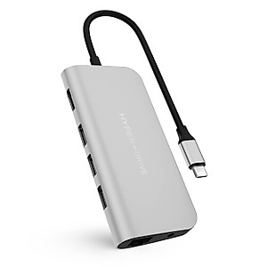 HyperDrive USB C Hub - 9-in-1 USB Hub 4K HDMI, Ethernet, 3.0 USB-A, USB C Power Delivery, MicroSD/SD, Audio Jack - Compatible with iPad Pro, MacBook, Chromebook, Windows - Space Gray